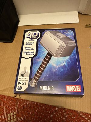 4D Build Marvel Mjolnir Thor Hammer 3D Puzzle Model Kit 87 Pc Spin ...