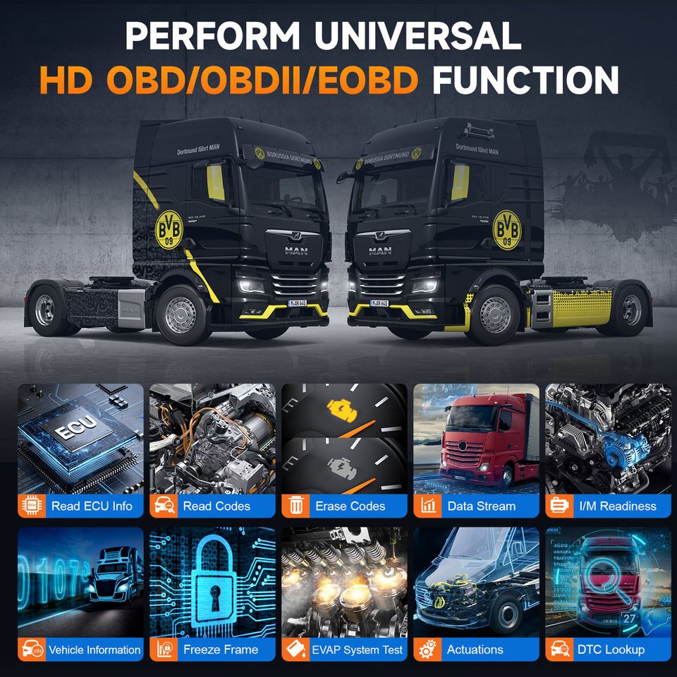 ANCEL Heavy Duty Diesel Truck Scanner OBD2 Diagnostic Tool DPF Regen ...