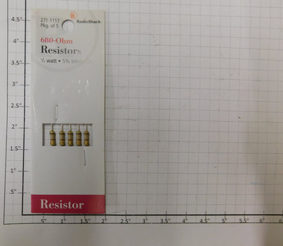 Radio Shack 271-1117 680 Ohm 1/2 Watt 5% Resistor Pack (Pack of 5) | eBay