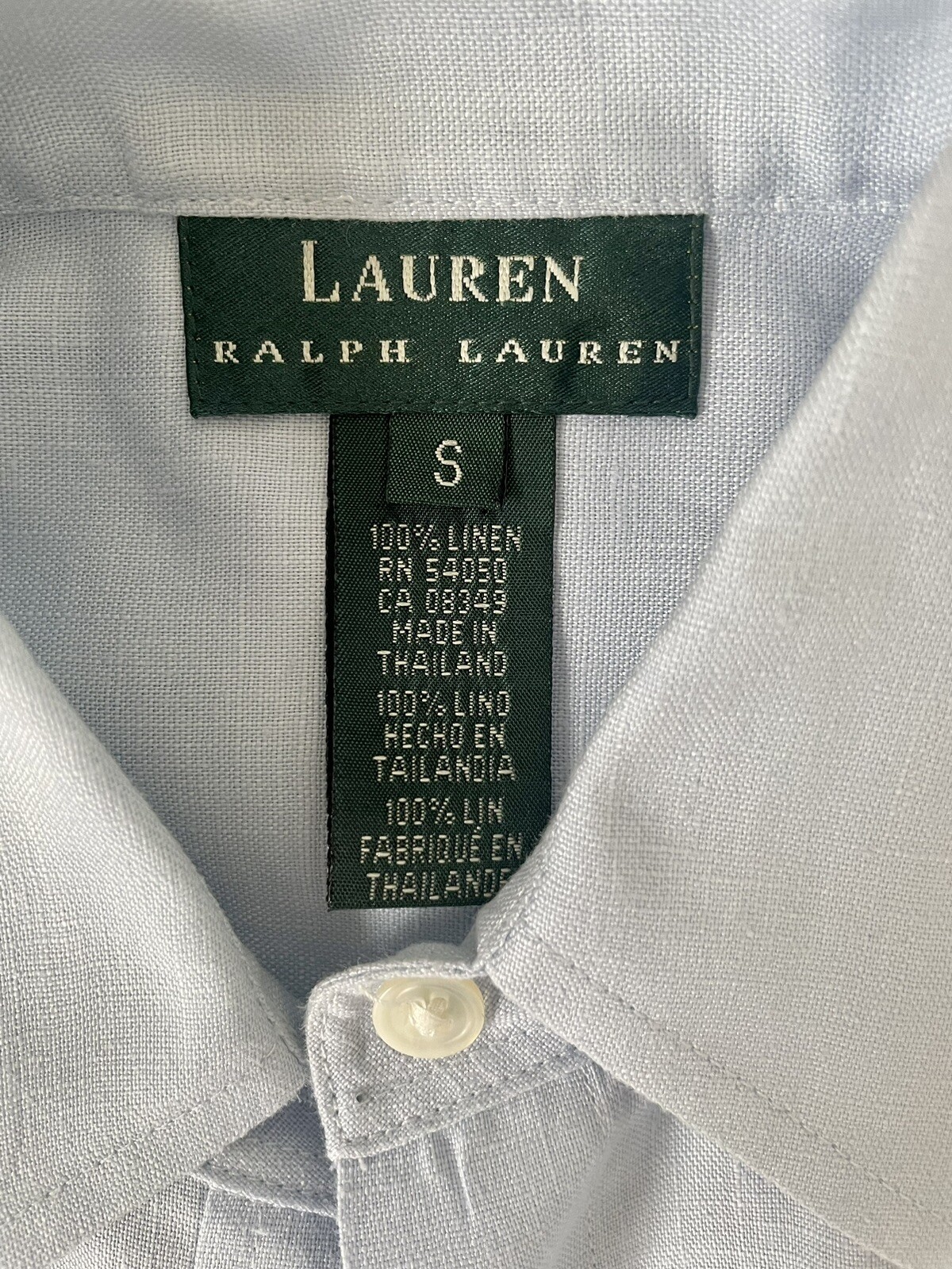Lauren Ralph Lauren LRL Logo 100% Linen Light Blue Bu… - Gem