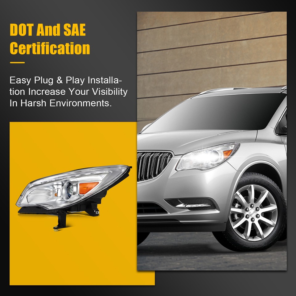 Left Side [LED DRL] Headlight Assembly For 2013-2017 Buick Enclave HID ...