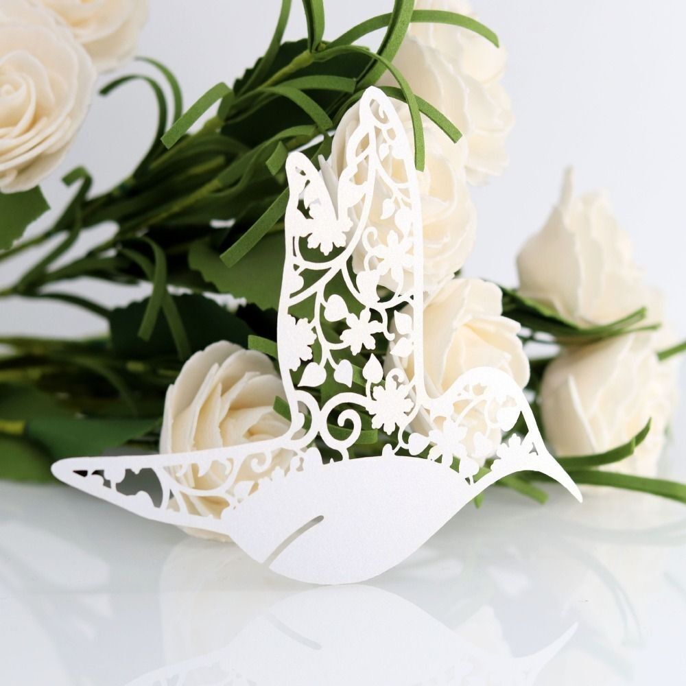 50Pcs White Seat Card Bird/Angel Name Tag Durable Name Place Cards | eBay