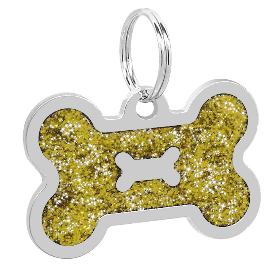 Bone Glitter Laser Custom Engraved Dog Tags Personalized & Free Split ...