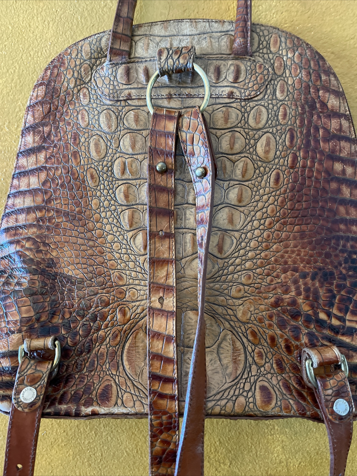Mini Brahmin Alligator Leather Backpack (Pecan Color) - Gem