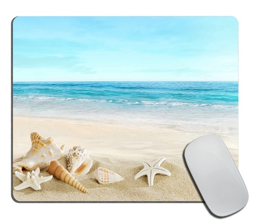 Starfish Beach Theme Mouse Pad, Tropical Sea Waves Seashell Conch ...
