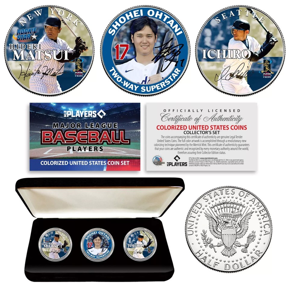 OHTANI (Dodgers) / ICHIRO / MATSUI Japanese MLB Baseball JFK US 3-Coin ...