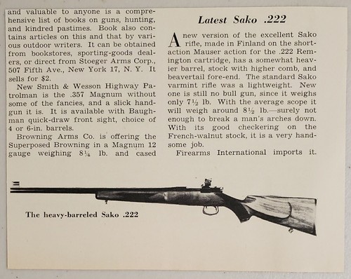1954 Magazine Photo Sako .222 Heavy Barreled Rifles Made in Finland