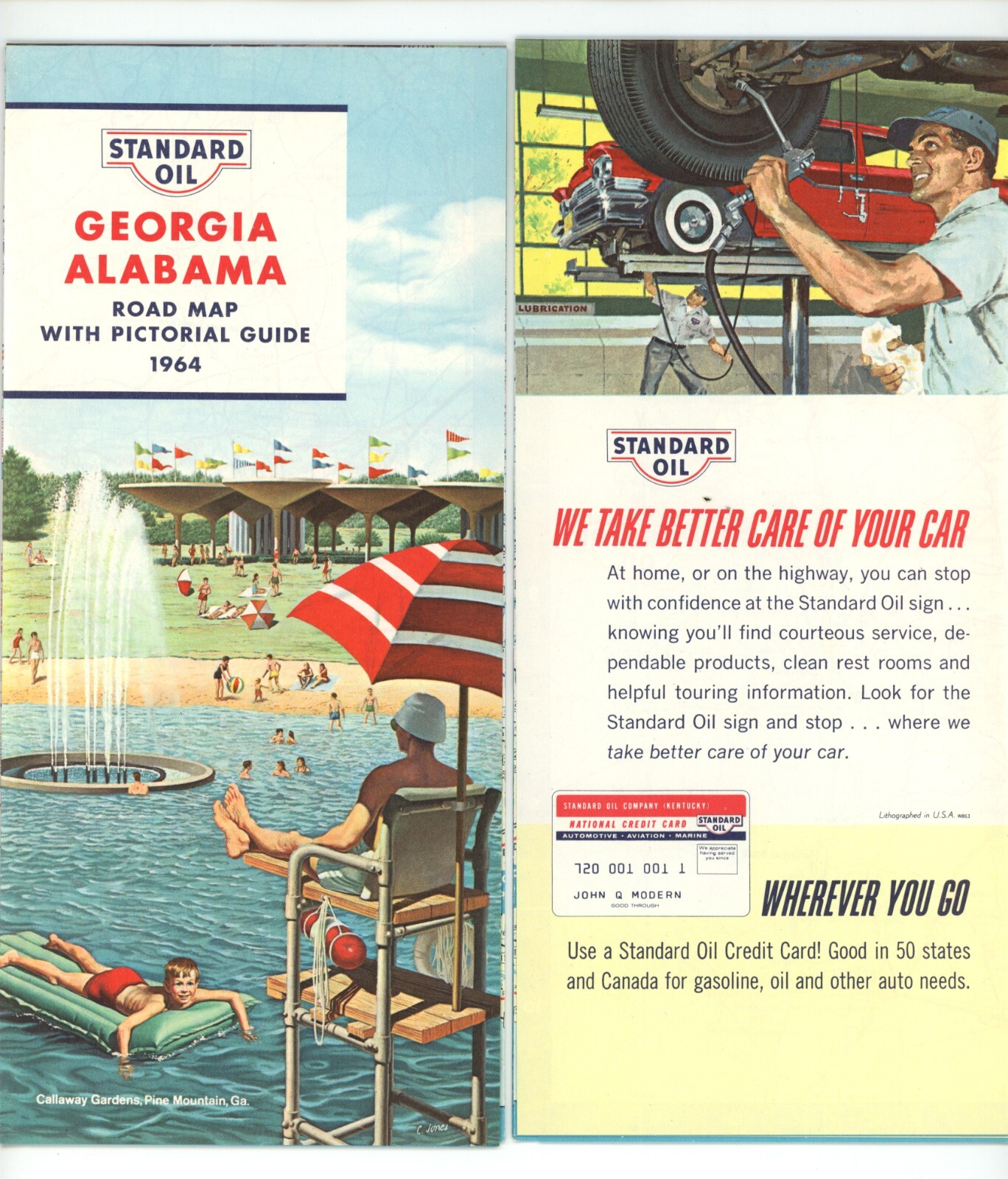 Vintage 1964 Georgia & Alabama Road Map – Standard Oil of Kentucky ...