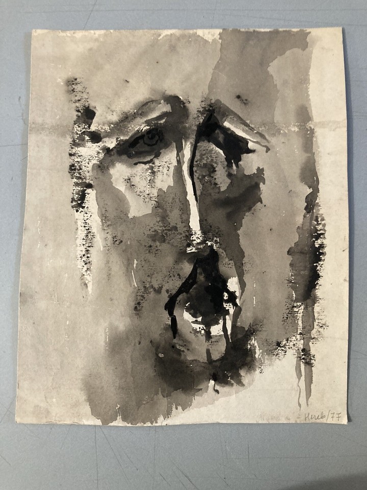 Very Beautiful Drawing Wash Ink Portrait Woman Expressionist 1977 To ...