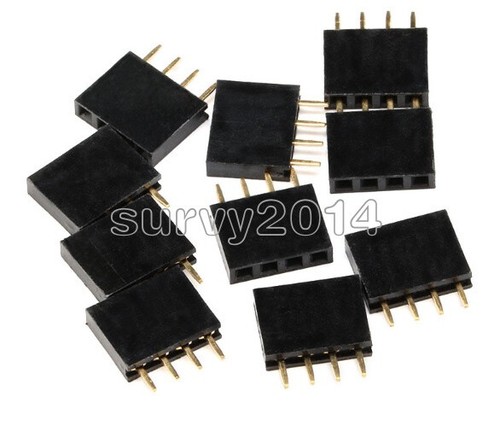 50PCS 2.54mm Header Straight Single Row 1x4 pins Female Connector NEW ...