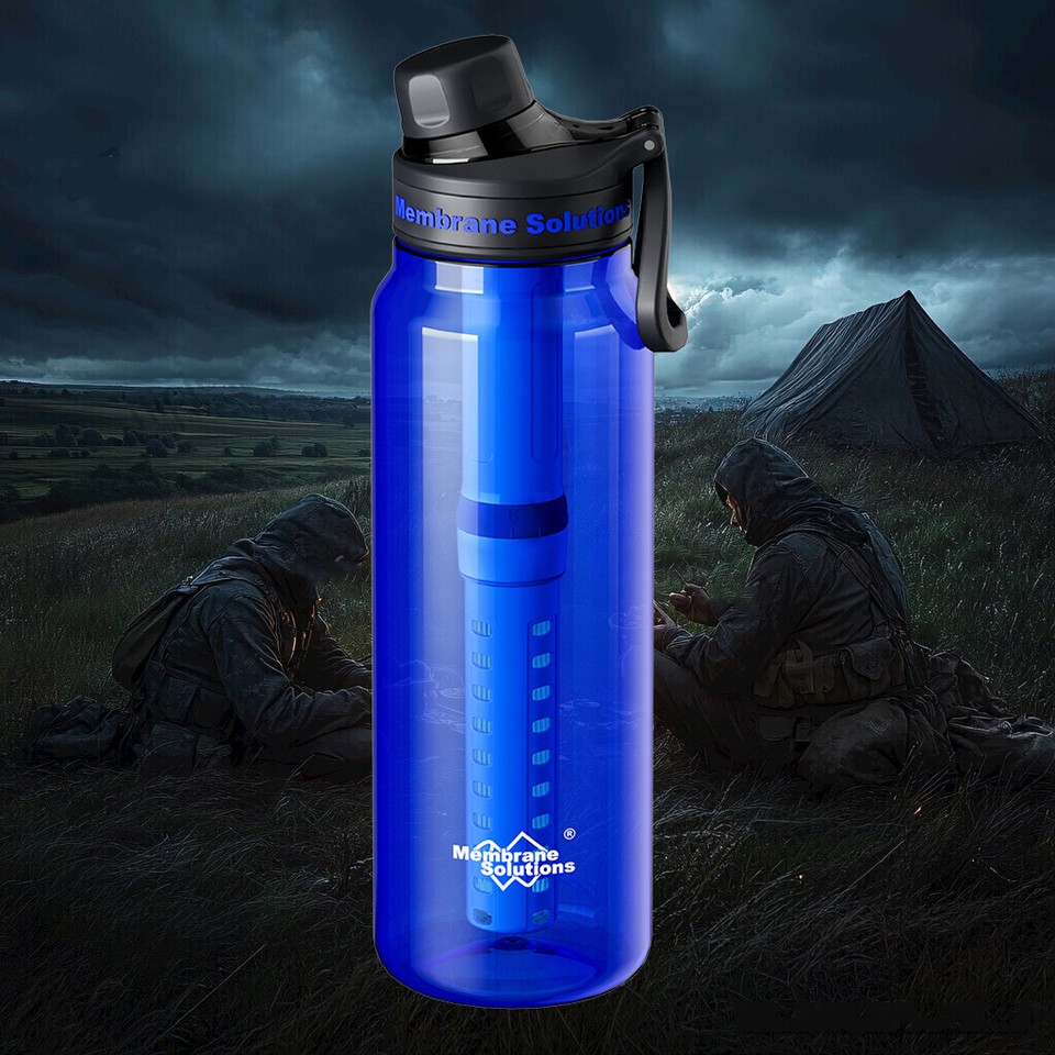 36oz UF Filtration Outdoor Survival Water Bottle Portable Water Filter ...