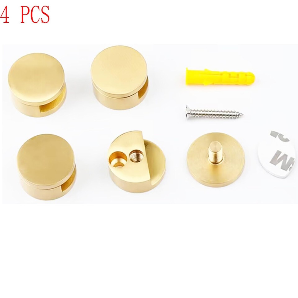 Mirror Clips Thickened Brass Mirror Floating Glass Clip - Round Wall ...