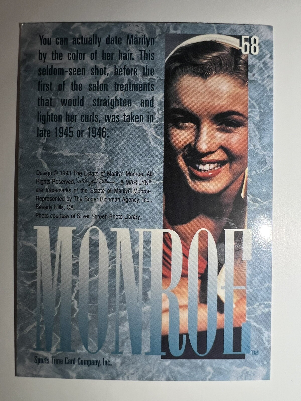 Marilyn Monroe Trading Card Vintage 1993 #58 | eBay