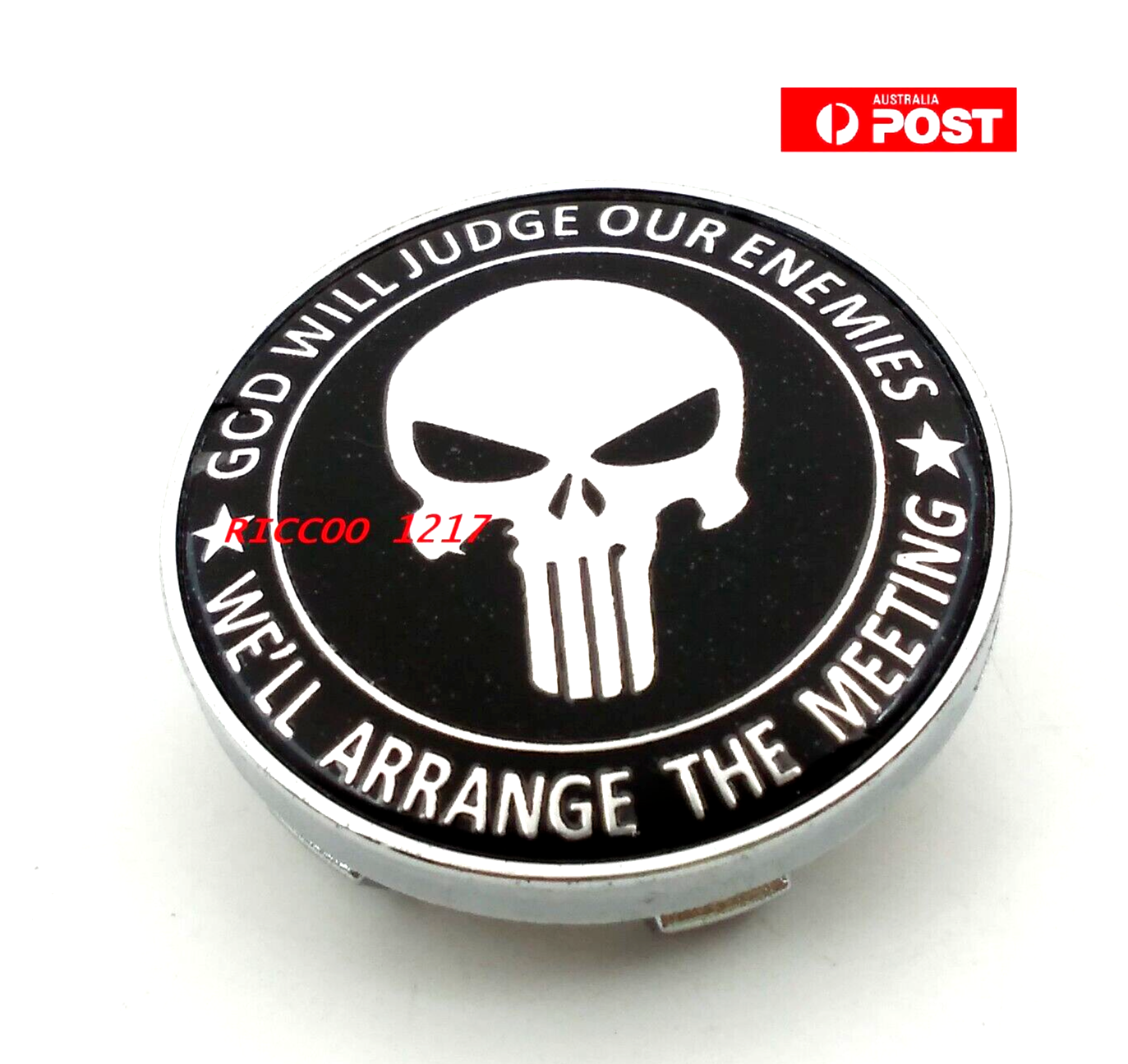 Punisher wheel caps 60mm x 4 new chrome black universal for alloy ...