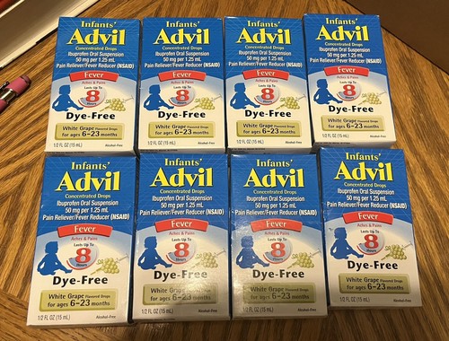 (8) Advil Infants’ CONCENTRATED DROPS Pain Reliever/Fever Reducer White ...