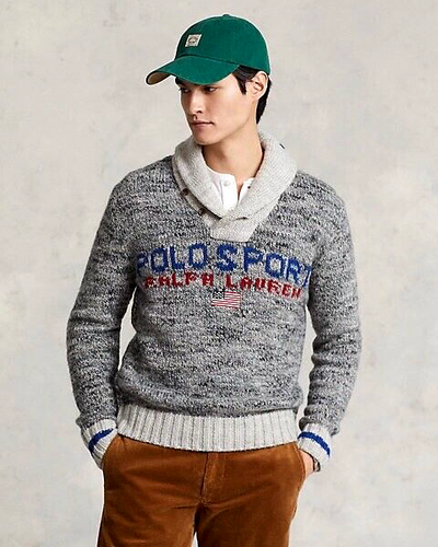 Polo Sport Ralph Lauren American Flag Intarsia Shawl Collar Knit ...