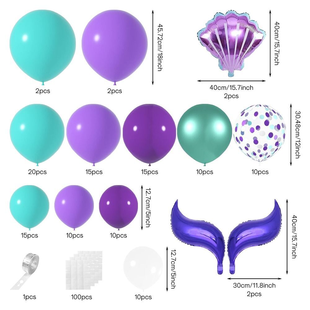 Teal Mermaid Purple Mermaid Tail Balloons Shell Balloons Girls | eBay