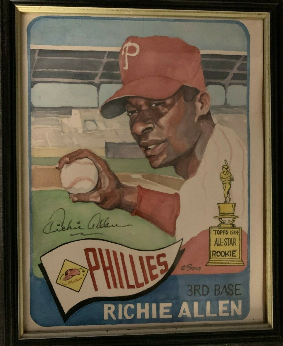 ONE OF A KIND FRAMED AUTOGRAPHED ARTWORK RICHIE DICK ALLEN 1965 TOPPS ...