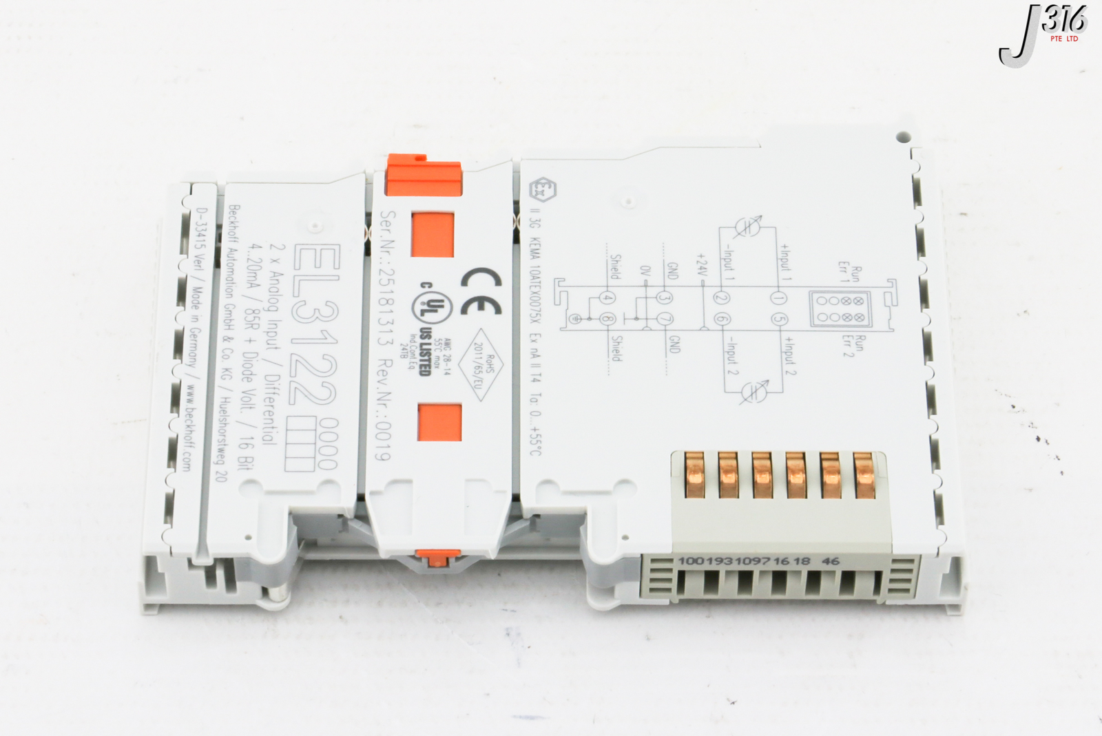 32193 BECKHOFF ETHERCAT TERMINAL, 2-CHANNEL ANALOG INPUT (NEW) EL3122 ...