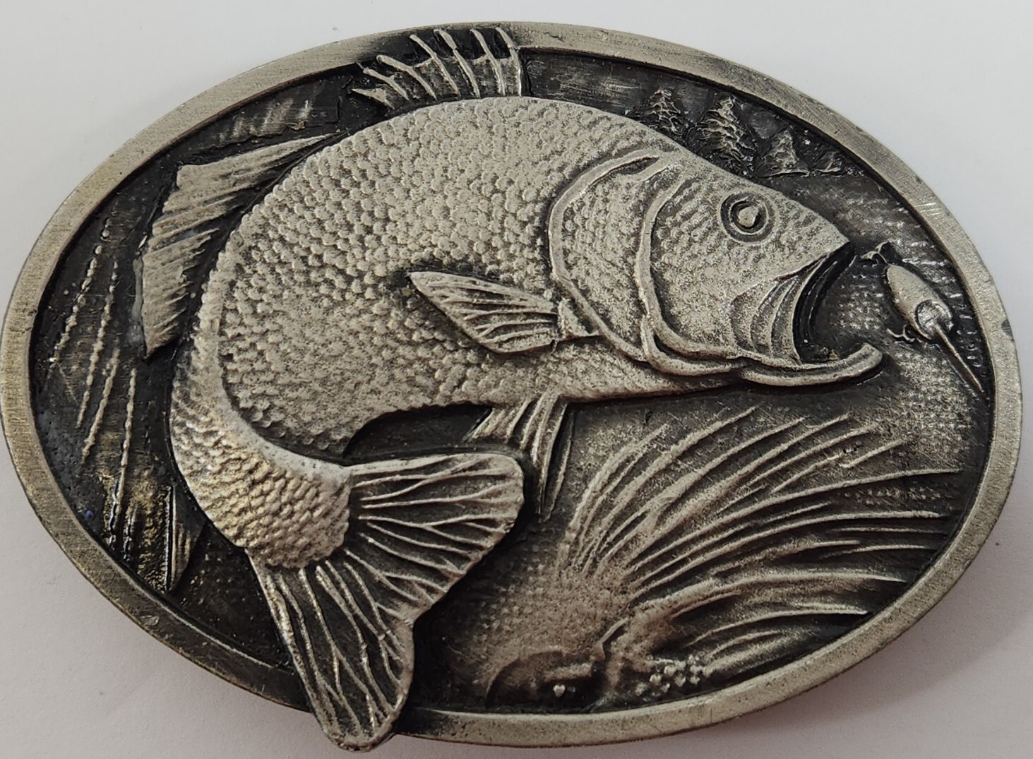 1977 BIG MOUTH BASS FISH Heavy Belt Buckle Bergamot B… - Gem