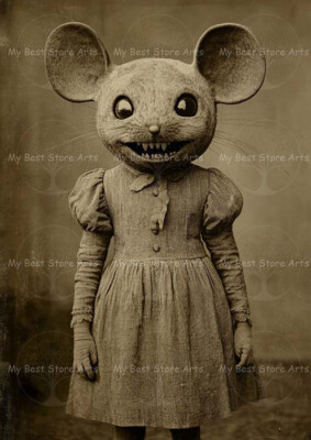 VINTAGE THEME SCARY MOUSE ART PRINT, Fantasy Monster Decor Gothic ...