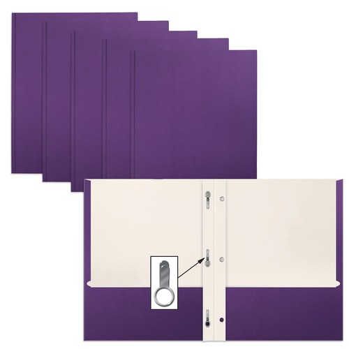 Purple Paper 2 Pocket Folders with Prongs, 50 Pack, Matte Texture ...