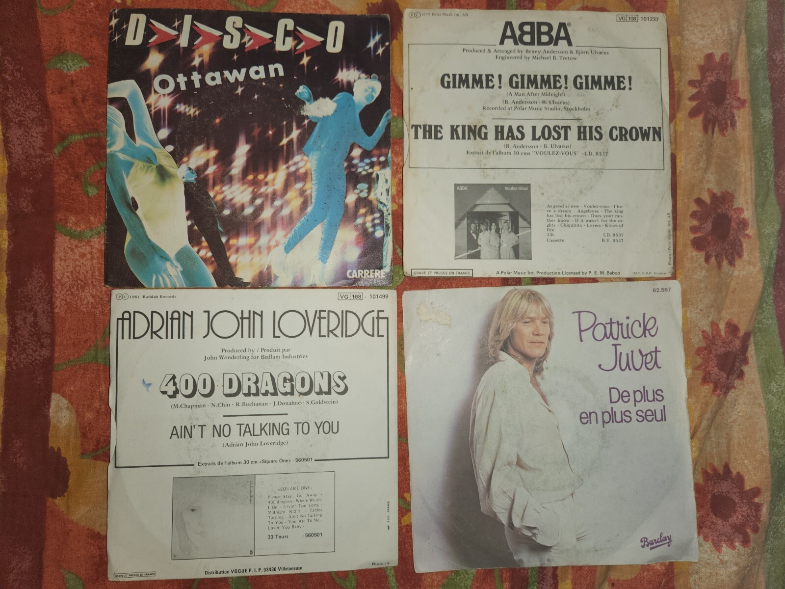 Ottawan disco+ Abba + Adrian John loveridge + Patrick Juvet 4 vinyle 45 ...