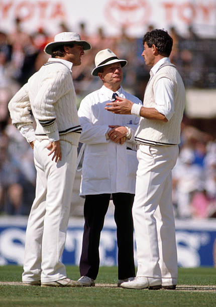 Umpire David Constant listening to New Zealand captain John - Old ...