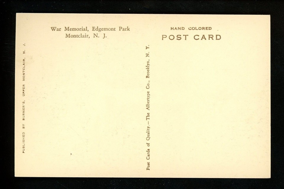New Jersey NJ postcard Montclair, War Memorial Edgemont Park | eBay