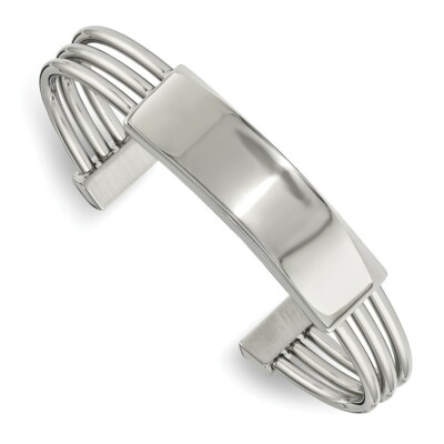 Chisel Stainless Steel Polished ID Plate Cuff Bangle Bracelet SRB1875 ...