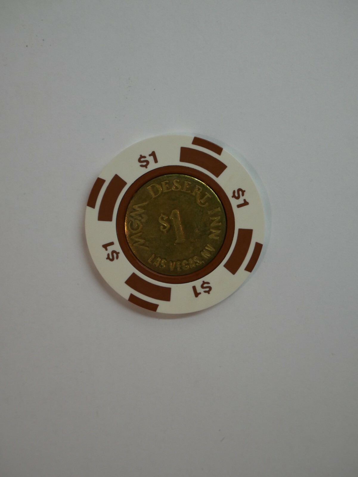 MGM Desert Inn $1 Casino Chip 1st Ed Brass Coin Inlay Mint Condition ...