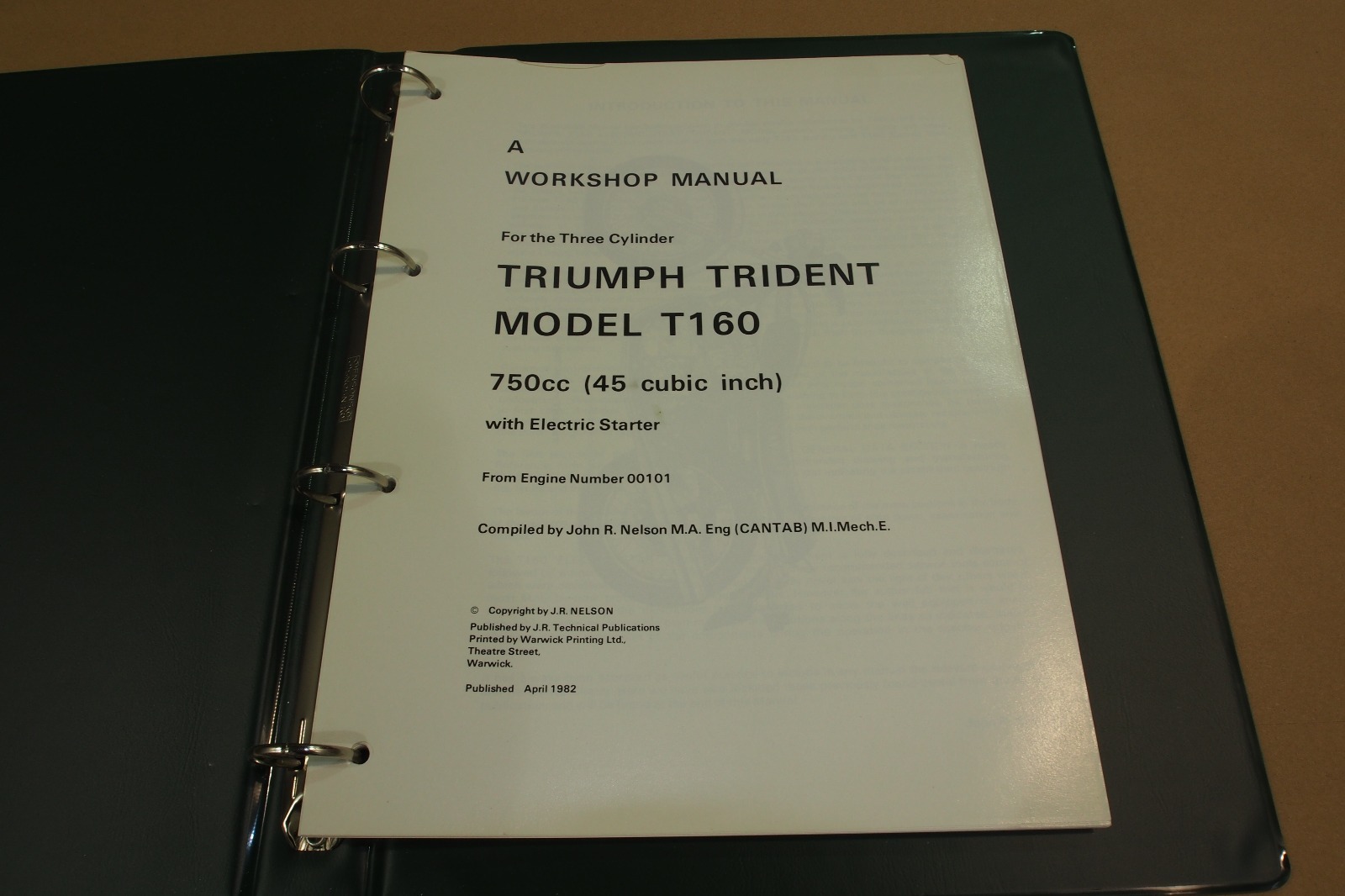 TRIUMPH TRIDENT T160 GENUINE WORKSHOP MANUAL AND ILLUSTRATED PARTS ...