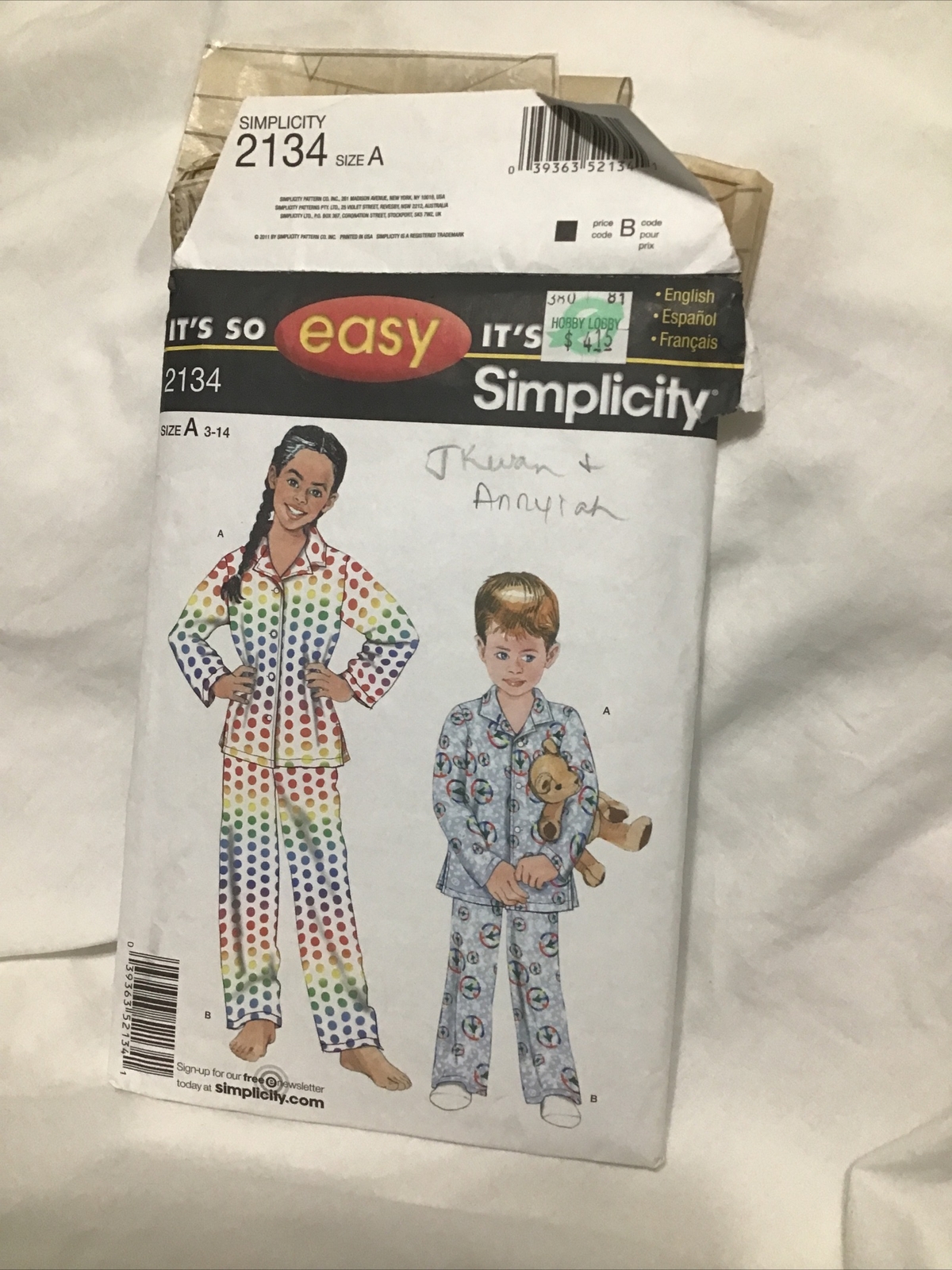 Simplicity 2134 ~Sizes 3-14 ~Child's Boys and Girls Pajamas with Collar ...