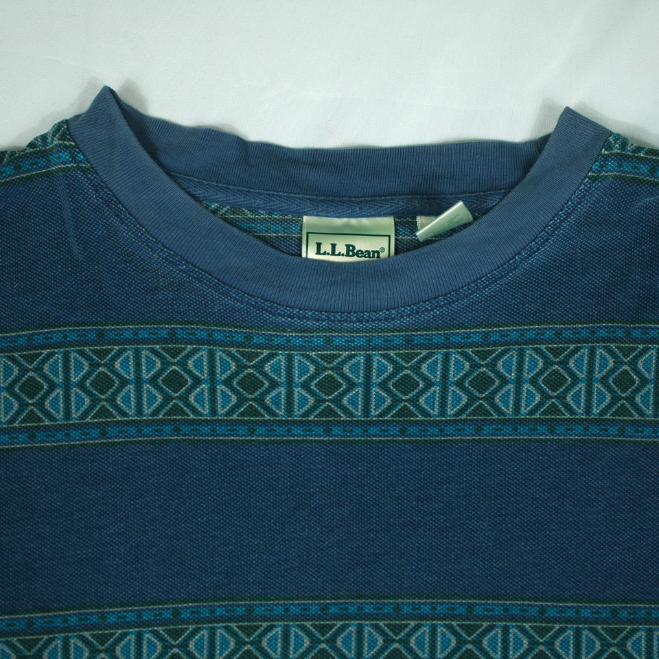 LL BEAN Vtg 90s Blue Striped Aztec Southwest Polo SHIRT Men's XL | eBay