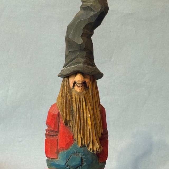 Vintage Henning Wood Carved Gnome Ranch Signed Dwarf Figurine Farmer ...