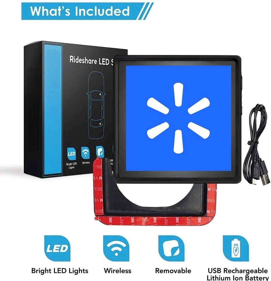 USB-C Rechargeable LED Windshield Light – Driver Delivery Window Sign ...