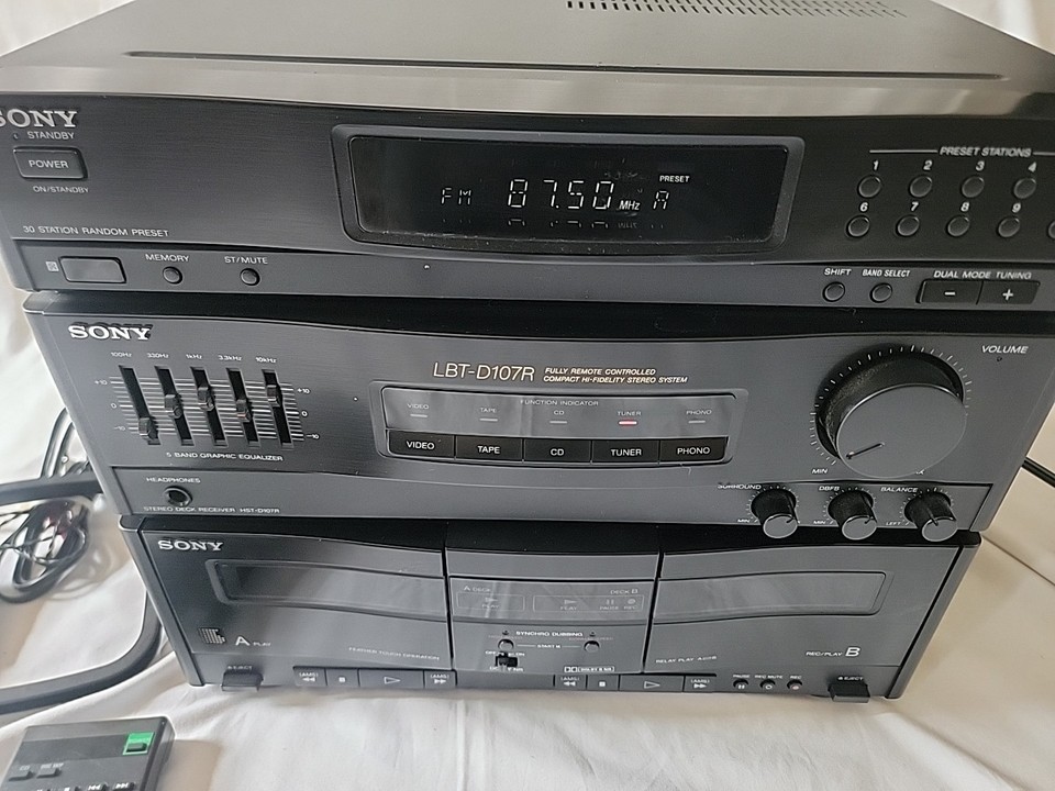 Sony HST-D107R AM/FM CD Cassette Hi-Fi Stereo System 5 Band Equalizer ...