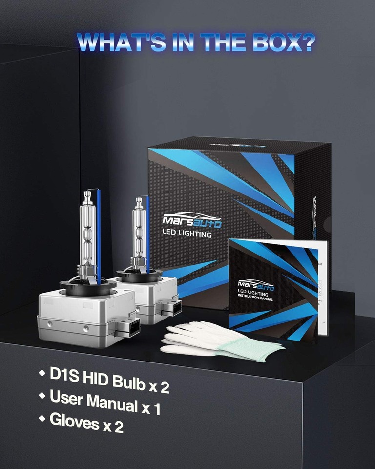 Marsauto D1S HID Bulbs, 6000K Cold White, Xenon Bulb(Not Halogen/Led ...