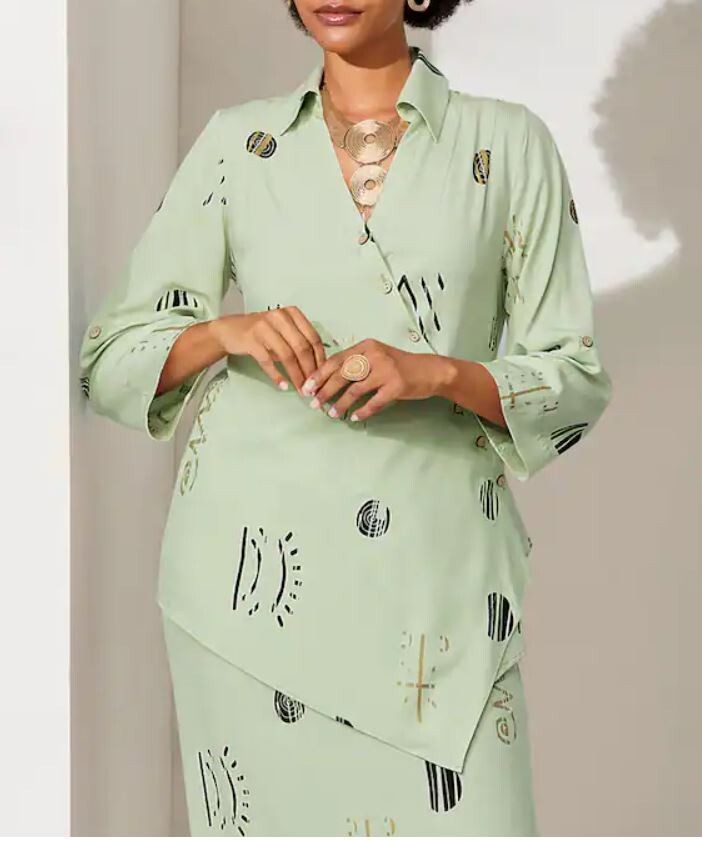 2X PLUS Ashro Mint Green Ethnic African Pride Danissa Pant Skirt Suit ...