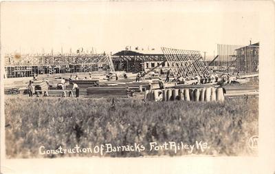 RPPC CONSTRUCTION OF MILITARY BARRACKS FORT RILEY KANSAS REAL PHOTO ...