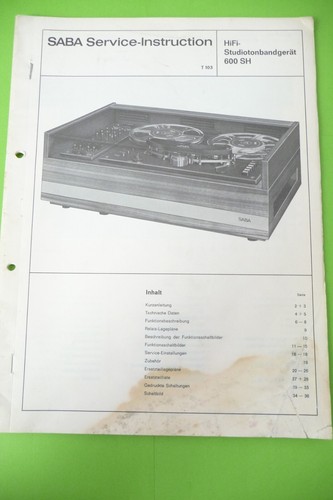 Service Manuel D'Instructions pour Saba TG 600 Sh , Original | eBay