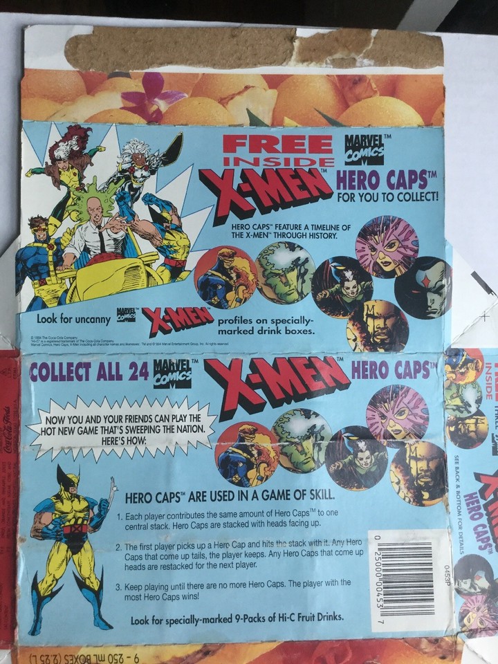 RARE 1994 HI-C Package Fruit Punch X-MEN POGS 9 Pack HI C Marvel Ecto ...