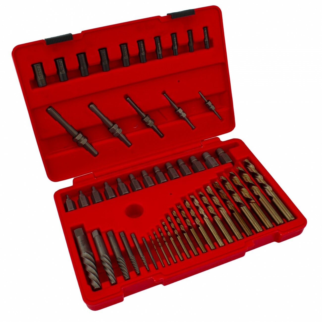 55pc Master Screw Extractor & Left Hand Drill Bit & Guide Set Bolt Stud ...
