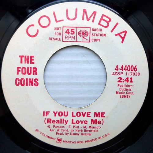 FOUR COINS vocal pop PROMO 45 IF YOU LOVE ME LEARNING TO LIVE WITHOUT ...