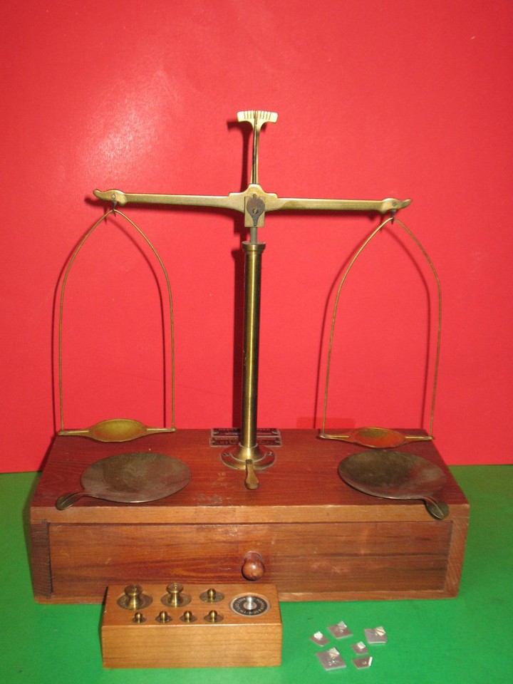 4 oz Henry Troemner 1920 gold miners apothecary table top scale 13 ...
