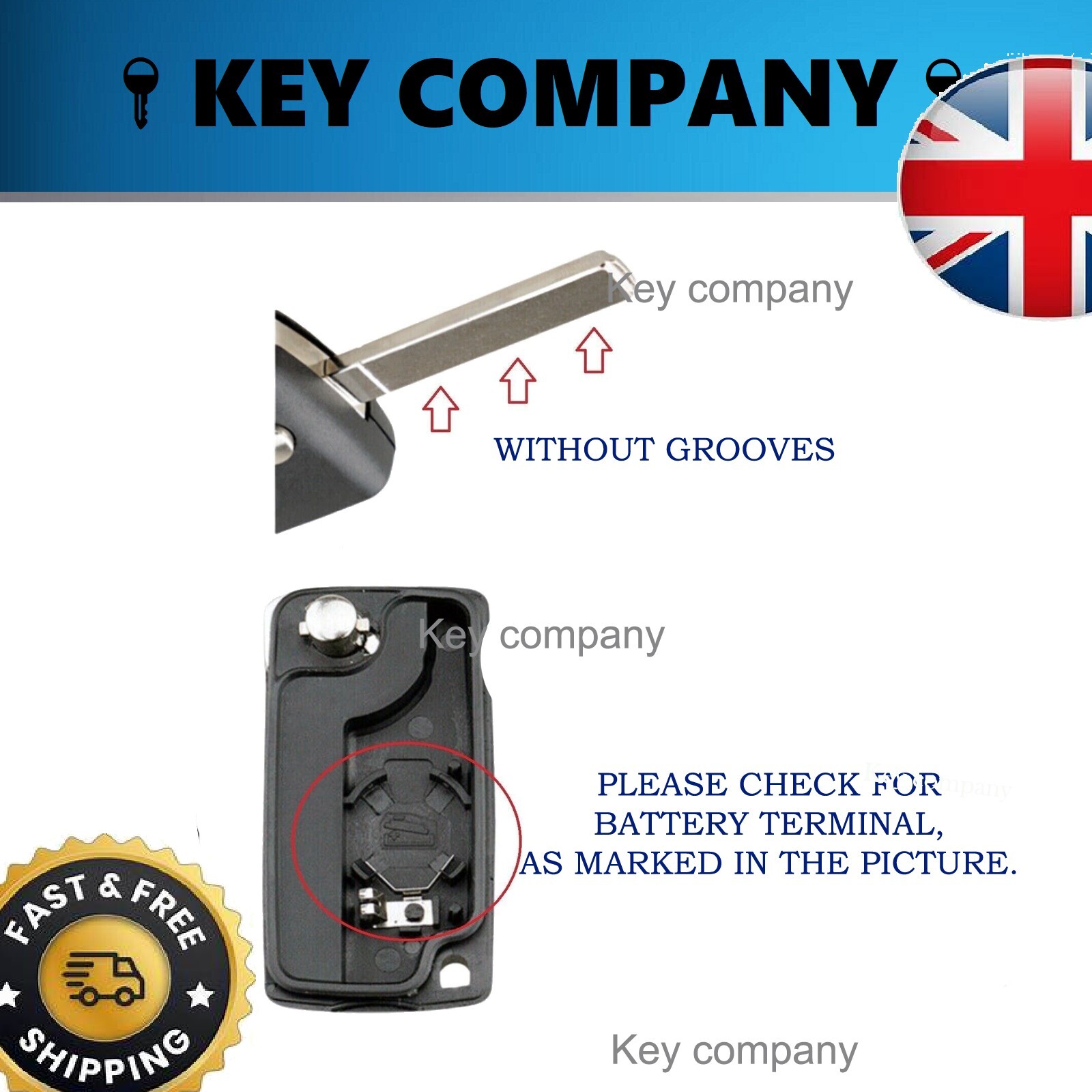 3 Van Centre Button Flip Key Fob Case For Citroen Berlingo DISPATCH ...