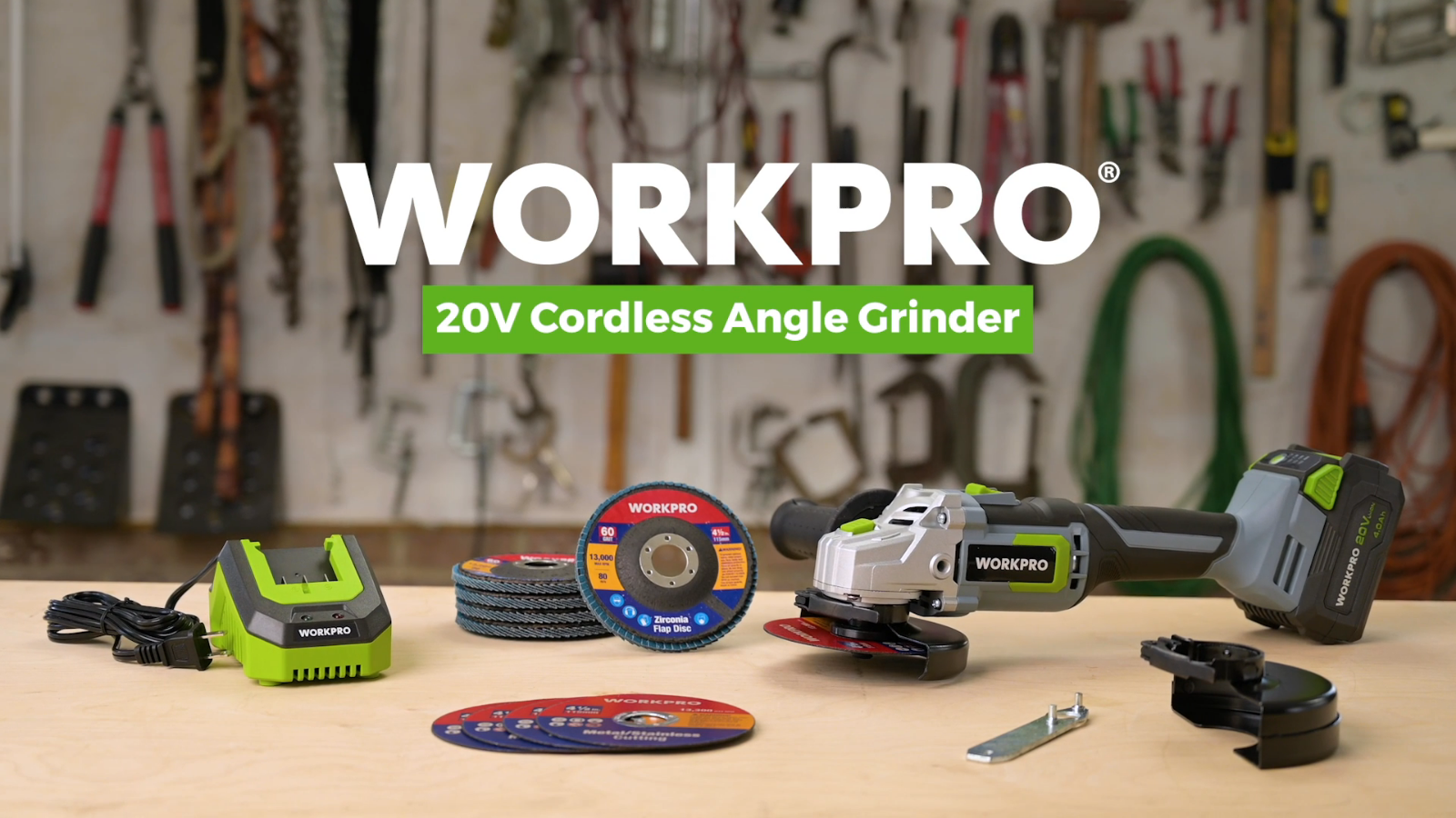 WORKPRO 20V Cordless Angle Grinder Kit 4-1/2 Inch Lightweight Angle ...