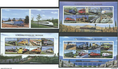 PK342 GUINEA TRANSPORT TRAINS LOCOMOTIVES RAILROAD 3KB+2BL MNH STAMPS ...