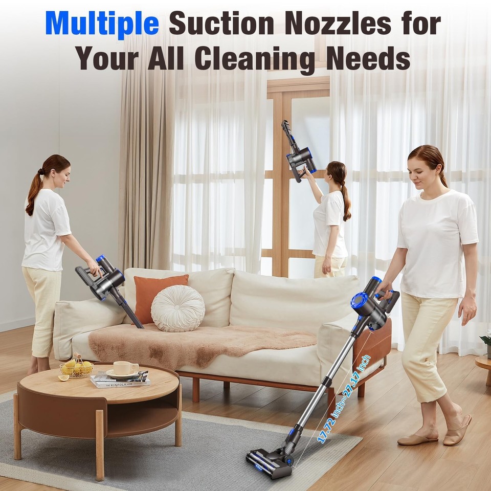 Cordless Vacuum Cleaner, 180W Power Suction Stick Vacuum Cleaners with ...