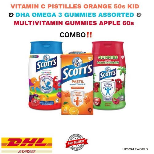 COMBO SCOTT’S Vitamin C Pastilles & DHA Omega 3 Gummies & Multivitamin ...